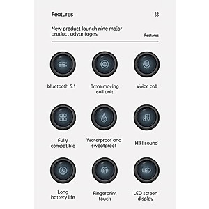 Wireless Earbuds, Bluetooth 5.1 Headphones 120h Playtime with Digital LED Display, IPX7 Waterproof Earphones with Dual Mic, True Wireless Stereo HiFi Headphones for Sports/Work/Home