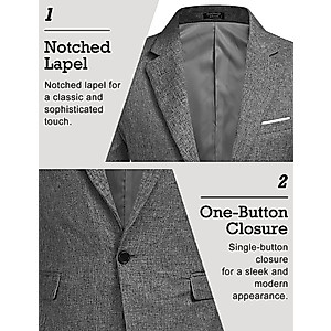 COOFANDY Men Slim Fit Suits Casual Lightweight Blazer Jackets One Button Tuxedos Grey