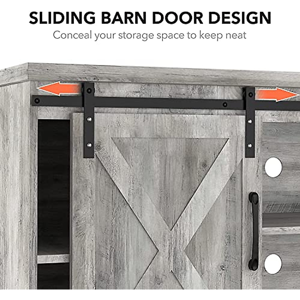 IDEALHOUSE Farmhouse TV Stand for 65 Inch TV, Entertainment Center TV Media Console Table, Tall TV Stand with Barn Doors, Storage and Shelves, Grey Modern TV Console Cabinet Furniture for Living Room