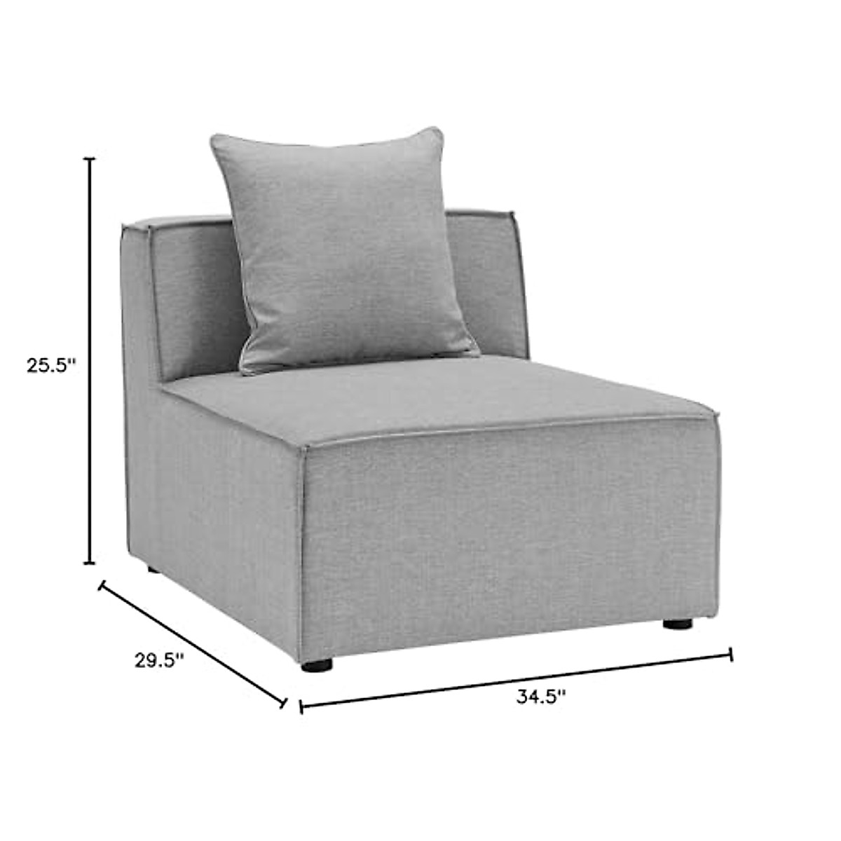 Modway Saybrook Outdoor Patio Upholstered Sectional Sofa Armless Chair in Gray