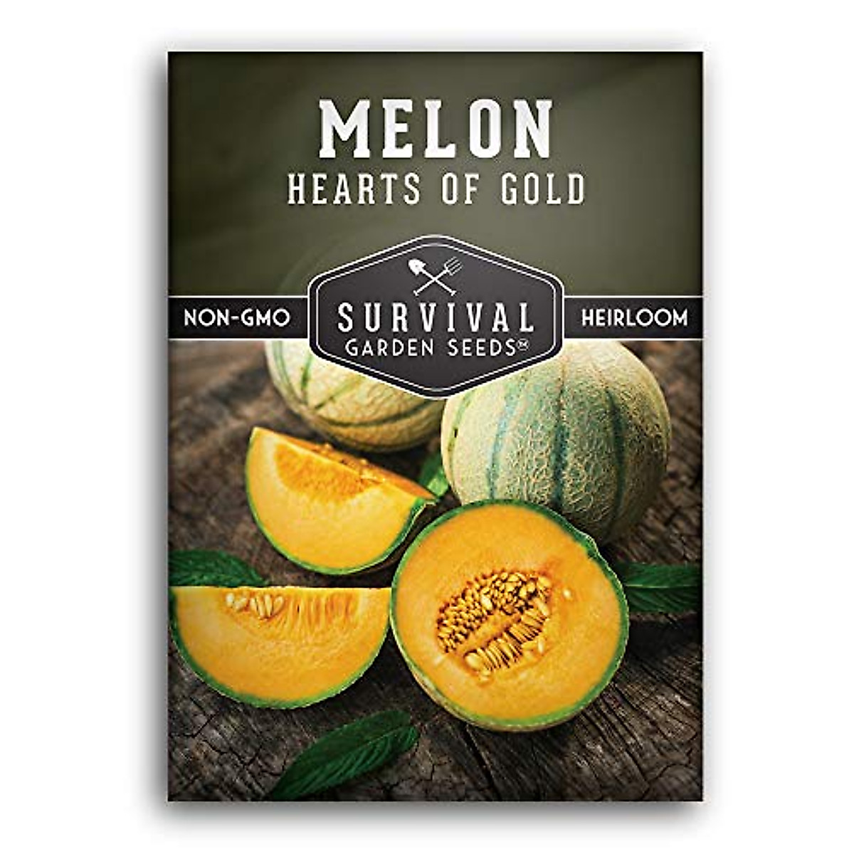 Survival Garden Seeds - Hearts of Gold Melon Seed for Planting - Packet with Instructions to Plant and Grow Sugar Sweet Cantaloupe Fruit in Your Home Vegetable Garden - Non-GMO Heirloom Variety