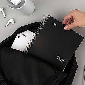 Five Star Small Spiral Notebook, 2 Subject, College Ruled Paper, 9-1/2" x 6", 100 Sheets, Black (72285)
