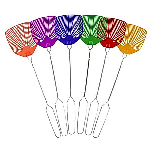 Supreme Bug & Fly Swatter 6-Pack – Braided Metal Handle 6 Pack Fly Swatters, Multi Pack Colors, – for Indoor/Outdoor – Flyswatter (21 inch- Set of 6)