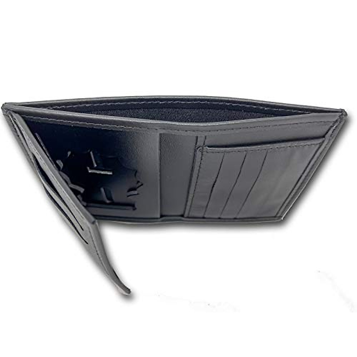 7 Point Star Recessed Badge Bifold WALLET, Genuine Leather Badge 2.87 x 2.85 & ID Holder 2.5 x 4 Credit Card WALLET