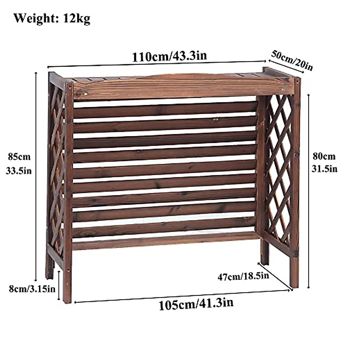 YPINKZ Outdoor Privacy Fence Panels Decorative Air Conditioner Fence Screens,Wood Fencing for Garden Patio Lawn 33.5"x29.5" 39.4"x37" 47"x39.4" (Size : 110x50x85cm(43.3x20x33.5in))