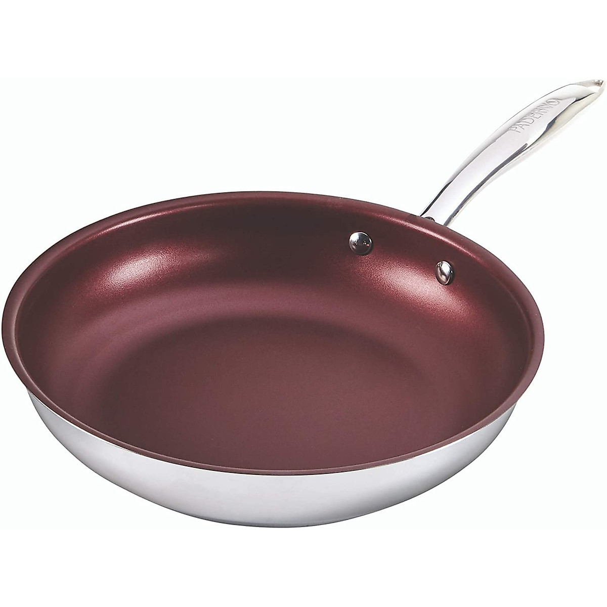 Paderno Canadian Signature Frying Pan | Stainless-Steel PFOA-Free Non-Stick Cookware with Riveted Stay Cool Handles | 12.5-Inch