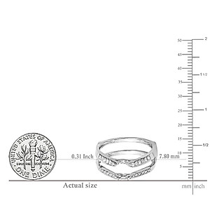 Dazzlingrock Collection 0.23 Carat (Cttw) 14k Round Diamond Women Anniversary Guard Double Ring 1/4 CT, White Gold, Size 7
