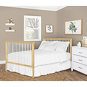 Dream On Me Carter 5-in-1 Full Size Convertible Crib / 3 Mattress Height Settings/JPMA Certified/Made of New Zealand Pinewood/Sturdy Crib Design, Natural & White