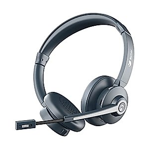 Wireless Headset For Computer, Bluetooth Headset With Microphone Mute Ai Noise Canceling, Handsfree On-Ear Wireless Headphones Ms Teams/Skype/Zoom/Office/Remote Work/Class, 28H Playtime|Dual Connect
