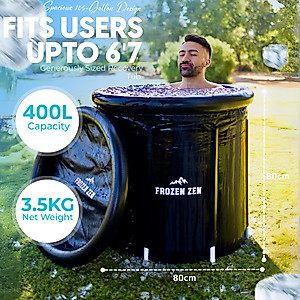 Frozen Zen Ice Bath Tub For Athletes with Lid, Portable Ice Bath, Outdoor Cold Plunge Tub, Large Inflatable Ice Bath, Cold Water Therapy Training (1, Solid Black)