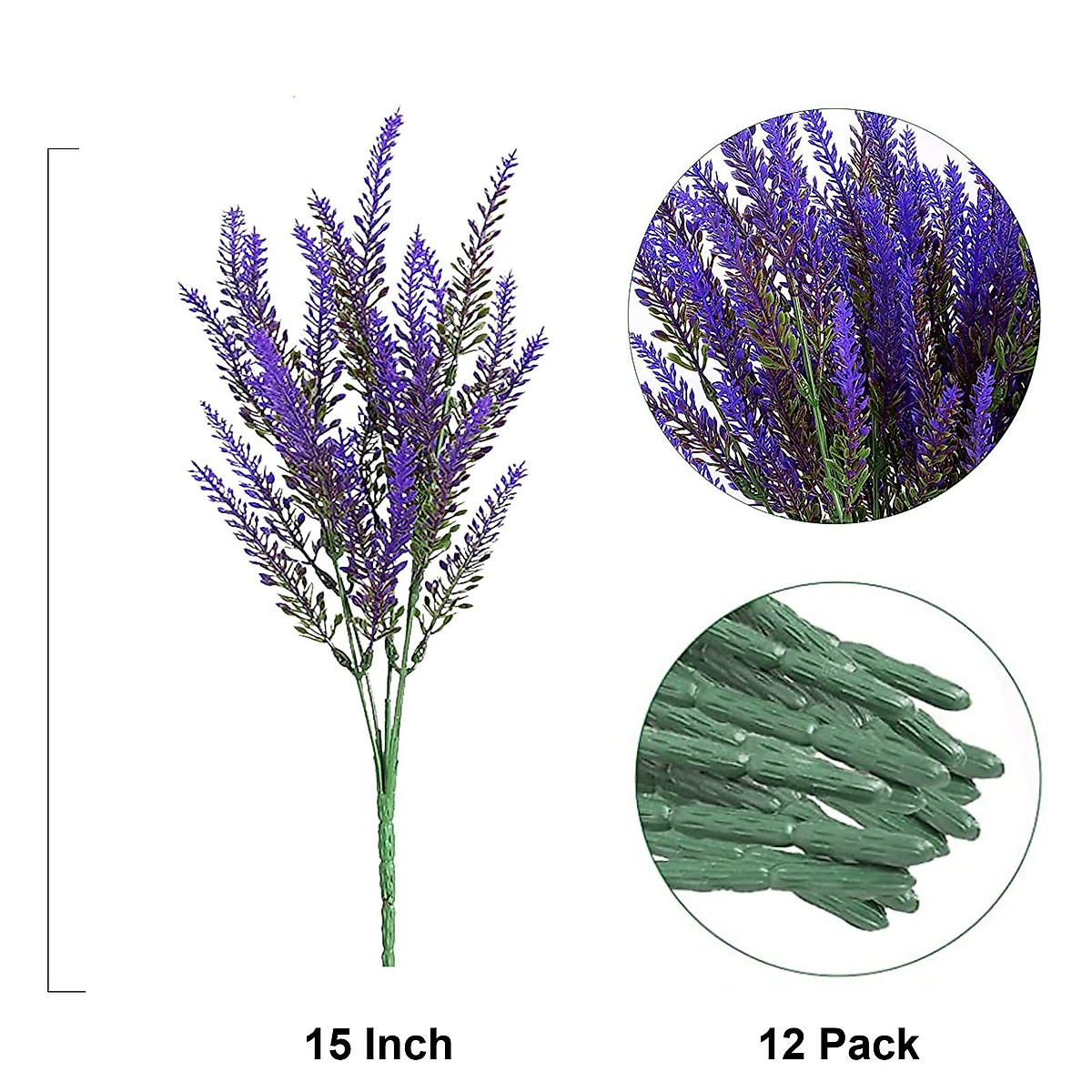 Lalacosy 12 Bundles Artificial Flowers for Outdoors UV Resistant Fake Plants Decor No Fade Faux Lavender Flowers Garden Porch Window Box Decorating (Purple)