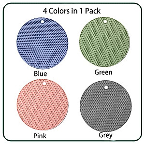 Circular Silicone Trivet Mat Hot Pot Heat Insulation Pad Multi-Function Cellular Silicone Hot Pad Non-Slip Placemats 4 Pack