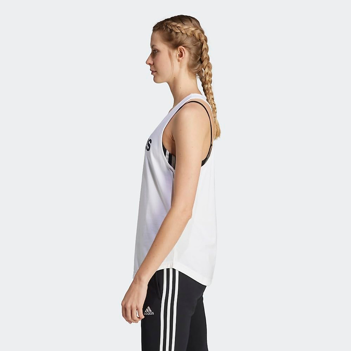 adidas womens Linear Tank White/Black Large
