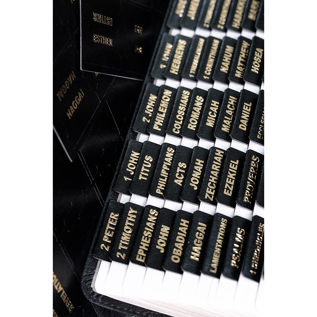 UPAFEXXI-Leather Bible Tabs, Bible Tabs for Women and Men(Gold Foil Lettering) Large Print Stickers, Easy to Read and Apply, 80 Chapters Labels for Easy Navigation(Black)