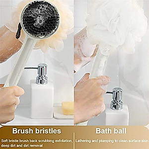 INGVY Dry Brushing Body Brush Bathroom Long Handle Back Brush Double Sided Shower Fine Sponge Body Scrubber Skin Exfoliating Bath Brush SPA Washing Tool (Color : Yellow)