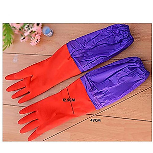 PINVNBY Fish Tank Gloves Aquarium Water Change Tools Dry Rock for Saltwater Aquariums - Elastic Forearm Seals & Prevents Leaks - Heavy-Duty Construction 19.3-Inch (1 Pair)