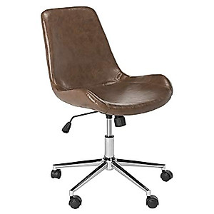 SAFAVIEH Home Collection Fletcher Brown Faux Leather/ Chrome Swivel Adjustable Height Office Desk Chair