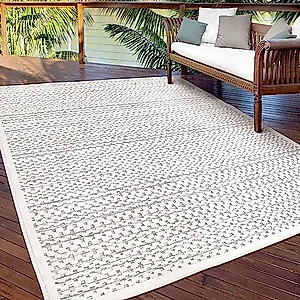 My Texas House Quail Hallow Rug - 3'11" X 5'5" Rectangle In Natural, High-Low, Geometric Design, Indoor Outdoor Patio And Home Decor