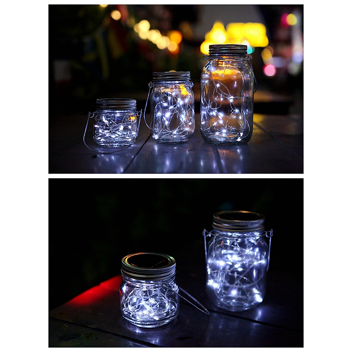 KZOBYD 6 Pack Mason Jar Lid Solar Waterproof Fairy Starry Firefly Lights for Regular Mouth Mason Jar Lantern on Patio Yard Pathway Festivals Home Decor(Jars Not Included)(6, White)