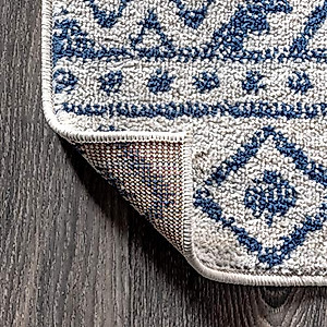 JONATHAN Y MOH103A-5 Moroccan Hype Boho Vintage Tribal Cream/Blue 5 ft. x 8 ft. Area-Rug, Bohemian, Easy-Cleaning, for Bedroom, Kitchen, Living Room, Non Shedding