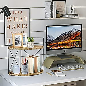 Corner Bathroom Organizer Countertop, 2 Tier Bathroom Trays Vanity Organizer for Counter, Rustic Corner Shelf for Home Small Space, Wood Cosmetic Holder Makeup Standing Rack, Kitchen Spice Rack