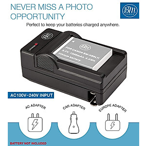 BM NB-6L Battery Charger for Canon PowerShot S120, SX170 is, SX260 HS, SX280 HS, SX500 is, SX510 HS, SX530 HS, SX540 HS, SX600 HS, SX610 HS, SX700 HS, SX710 HS, ELPH 500 HS, D10, D20, D30 Cameras