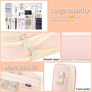 EASTHILL Big Capacity Pencil Case Large Pencil Pouch Stationery Pen Bag for Teen Girls-Pink