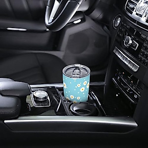 20oz Tumbler Splendid Little Daisy Double Wall Vacuum Insulated Coffee Mug with Lid and Metal Straw Brush Reusable Stainless Steel Water Bottle Travel Cup Gifts for Car Ice Drinks Hot Beverage