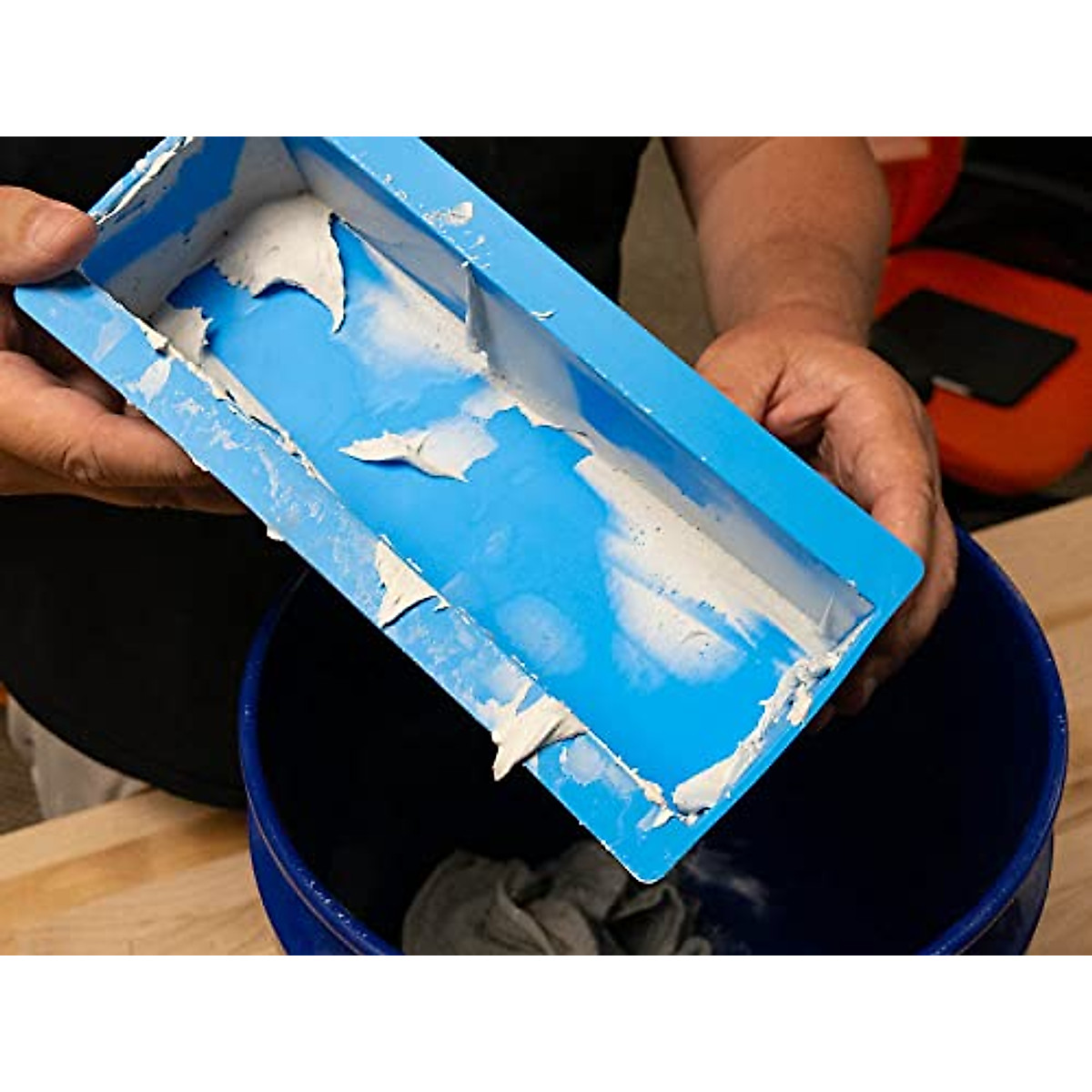 MUDFLEXTOOLS 10.5” Ez Clean Flexible Drywall Mud Pan-Soft Silicone-Ez Squeeze Grip-Stretches-Non-Stick-Rust Proof-Durable