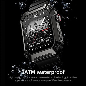 LOKMAT Military Smart Watches for Men - 5ATM/IP68K Waterproof, Blood Oxygen, Heart Rate, Sleep Monitor, Fitness Tracker Rugged Smart Watch for Compatible with Android and iOS Phones