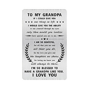 Alotozo Best Grandpa Gifts for Men, Thank You Grandfather Birthday Card, Engraved Steel Christmas Fathers Day Decoration Gift Ideas from Grandchildren
