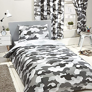 Price Right Home Grey Army Camouflage Reversible UK Single/US Twin Unfilled Duvet Cover and Pillowcase Set