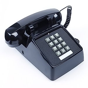 Dododuck Vintage Corded Phone for Seniors with Extra Loud Ringer for Hearing Impaired, Adjustable Volume, 80´s Old Phone Classic Design (Black)