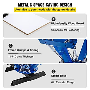 VEVOR Screen Printing Machine, 4 Color 1 Station Screen Printing Press, 21.7 x 17.7 inch Silk Screen Printing DIY T-Shirts Removable Pallet