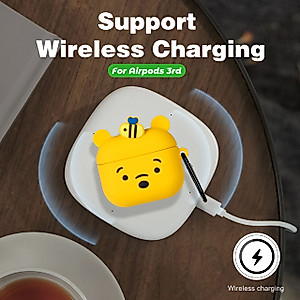 Mulafnxal for Airpod 3 3rd Generation Case Cute Cartoon 3D Kawaii Unique Silicone Cover Funny Fashion Fun Cool Character Stylish Design Cases Men Girls Boys Teen for Air pods 3 (2021) (Yellow Winni)