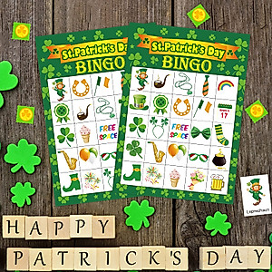 GIANTRUMP St Patricks Day Bingo Game for Boys and Girls, 24 Players St Patricks Day Games for Green Shamrock Party Games St Patricks Party Games Spring Classroom Family Activities