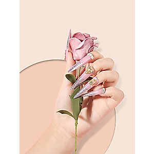 500Pcs Stiletto Nail Tips for Acrylic Nails, XL Long Clear False Nails Tips Soft Traceless, Half Cover Tapered Square False Nail Tips for Nail Extension Nail Art, Home DIY Nail Salon 10 Sizes