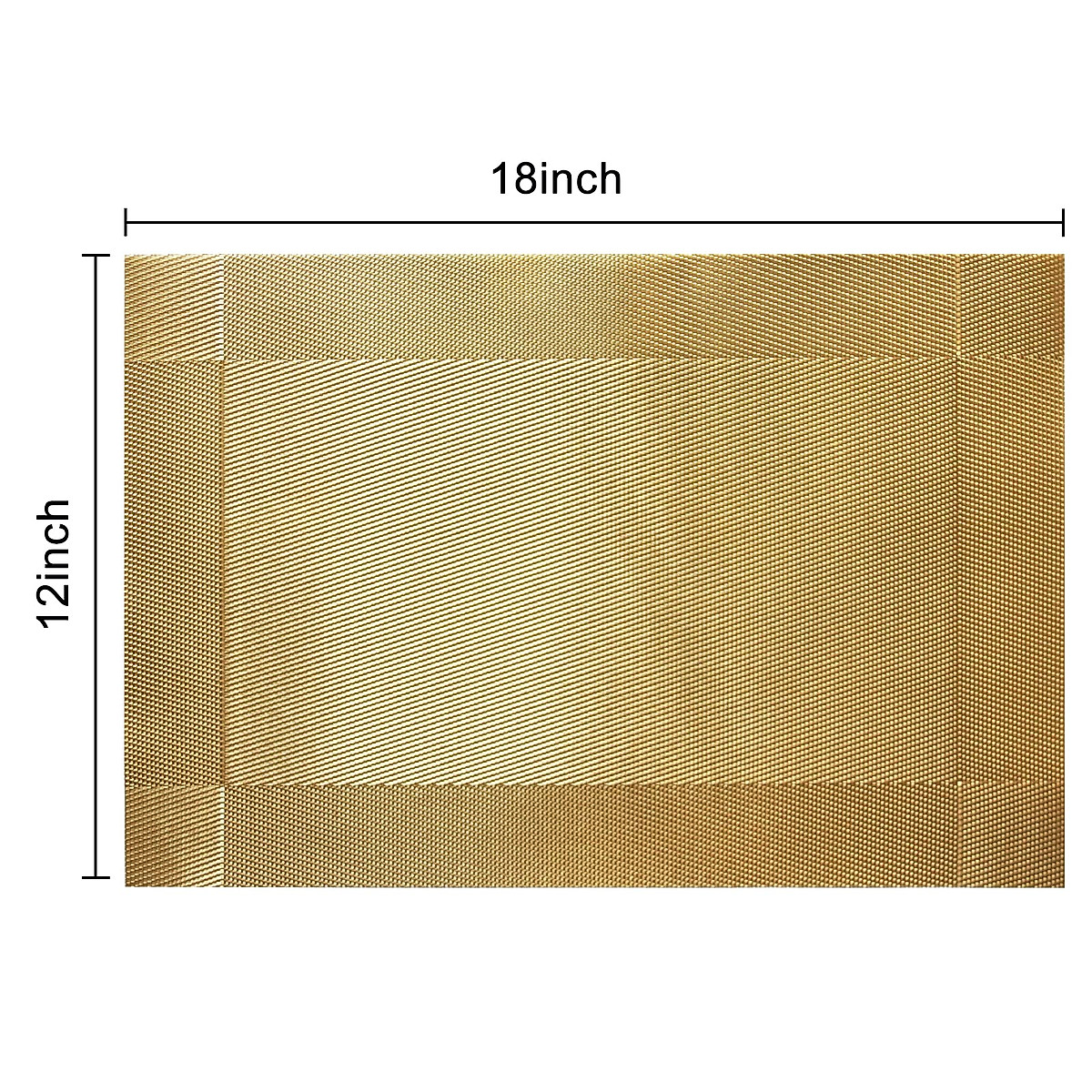 Trophable Placemats Set of 6, Table Placemats Heat Resistant Woven Placemats Washable PVC Place Mats Woven Vinyl Placemats Non-Slip Stain Resistant Kitchen Table Placemats Easy to Clean (Gold)