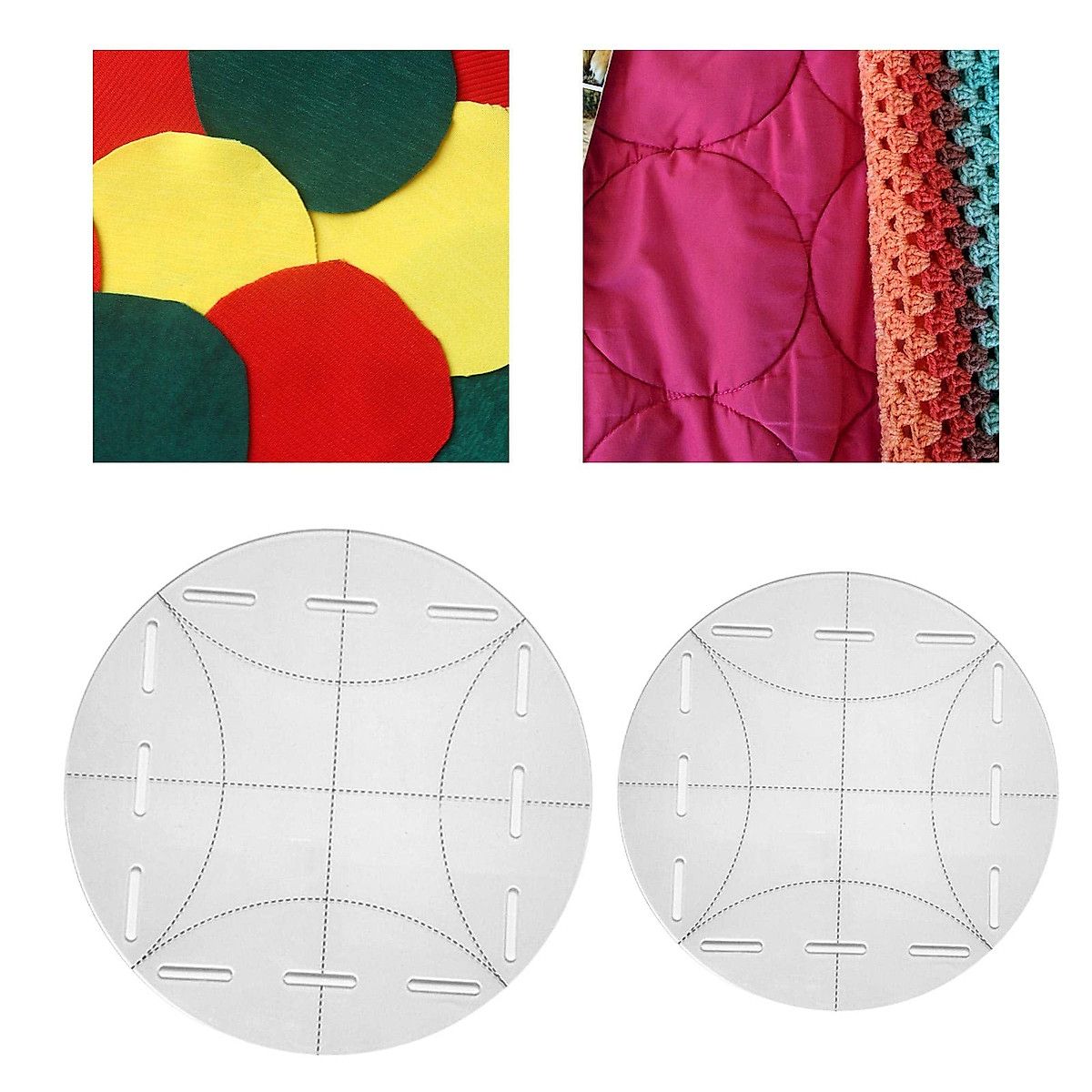 2Pcs Quilting Template Circle Ruler Reusable Quilt Circle Template Handmade Quilt Supplies Patchwork Tool, 5inch 10inch