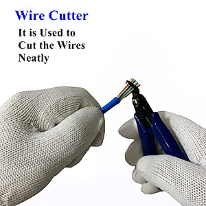 Rj45 Crimp Tool Kit Pass Through and Standard Cat6 Cat6A Cat5 Cat5e rj45 Crimping Tool with 50pcs rj45 Cat6 Pass Through Connectors, 20pcs Covers, 1 Network Cable Tester, 2 Wire Strippers, 1 Cutter