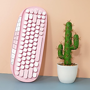RK ROYAL KLUDGE RK838 Pink Wireless Keyboard, Retro Typewriter Keyboard BT/2.4G/Wired Mode, 75% RGB Hot Swappable Gaming Keyboard with Round Keys 10 Buttons, Pink Switch