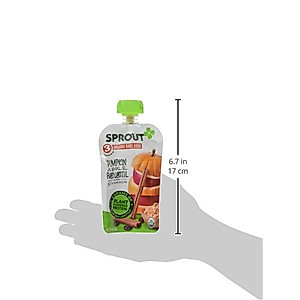 Sprout Organic Baby Food Pouches Stage 3 Plant Powered Protein, Pumpkin Apple Red Lentil w/ Cinnamon, 4 Oz (Pack of 12)