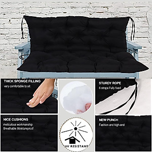 knaricas Porch Swing Cushions, Thicken 4" Patio Bench Cushion, 2-3 Seater Swing Replacement Cushions with Backrest, for Outdoor Furniture Patio Porch Lawn Garden (Dark Green, 40x40in)