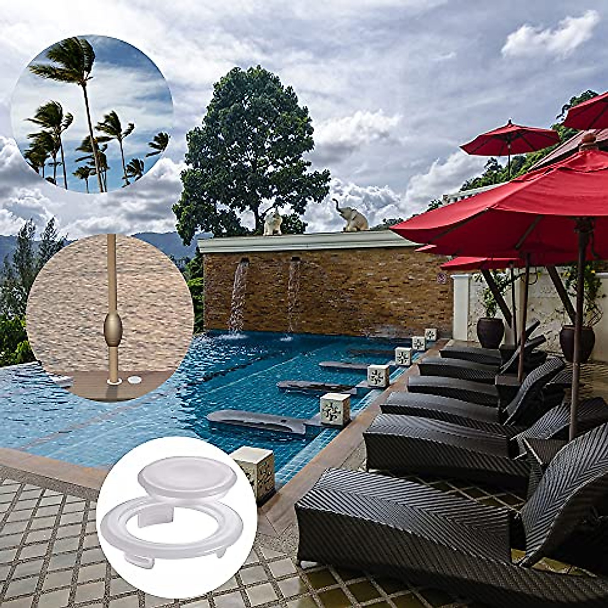 KECHIO Umbrella Cone Wedge and Table Umbrella Hole Ring and Cap Set for Outdoor Patio Umbrella, Umbrella Pole Diameter 1.5 Inch or Smaller