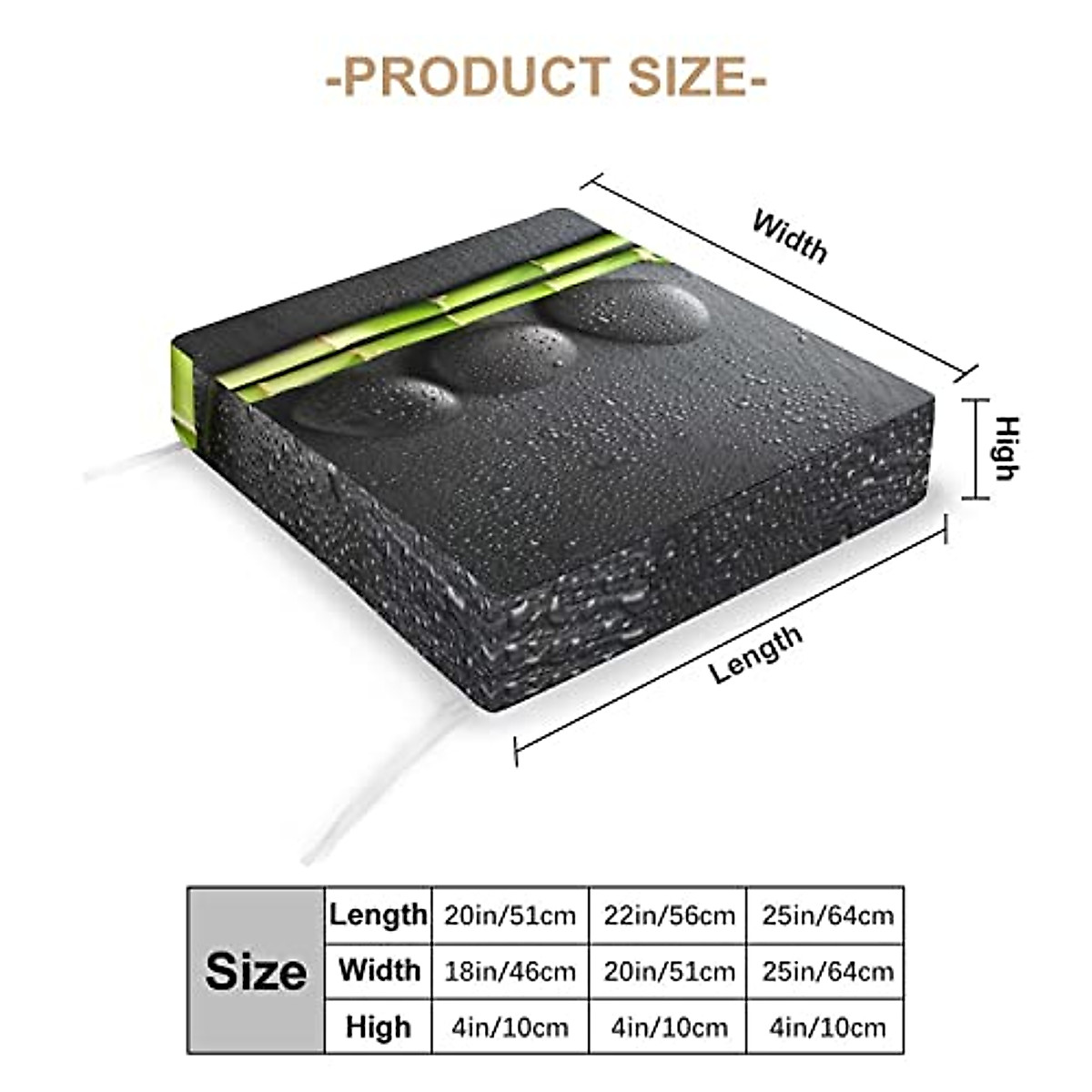 Oyihfvs Black Zen Basalt Stones with Dew Green Bamboo on Dark Outdoor Waterproof Sofa Cover, Non-Slip Oxford Cloth Chair Seat Couch Cushion Protector Furniture Slipcover 20x18x4 inches