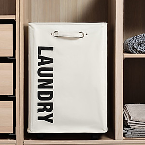 Lifesela 22" Pro Rolling Laundry Basket, Large Laundry Hamper on Wheels, Collapsible Dirty Clothes Hamper with Drawstring Mesh Cover, Corner Clothes Storage Basket Laundry Bin with Handle (Beige)