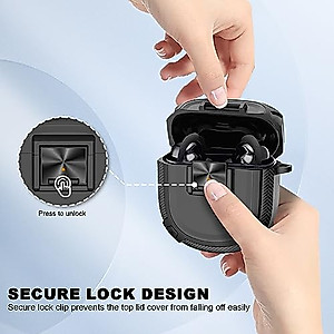 Secure Lock Bose QuietComfort Earbuds II Case(2022)&Bose QuietComfort Ultra Case (2023),WQNIDE Shockproof Protective Bose Earbuds 2 Case Cover for Bose QC II Accessories with Carabiner&Lanyard (Black)