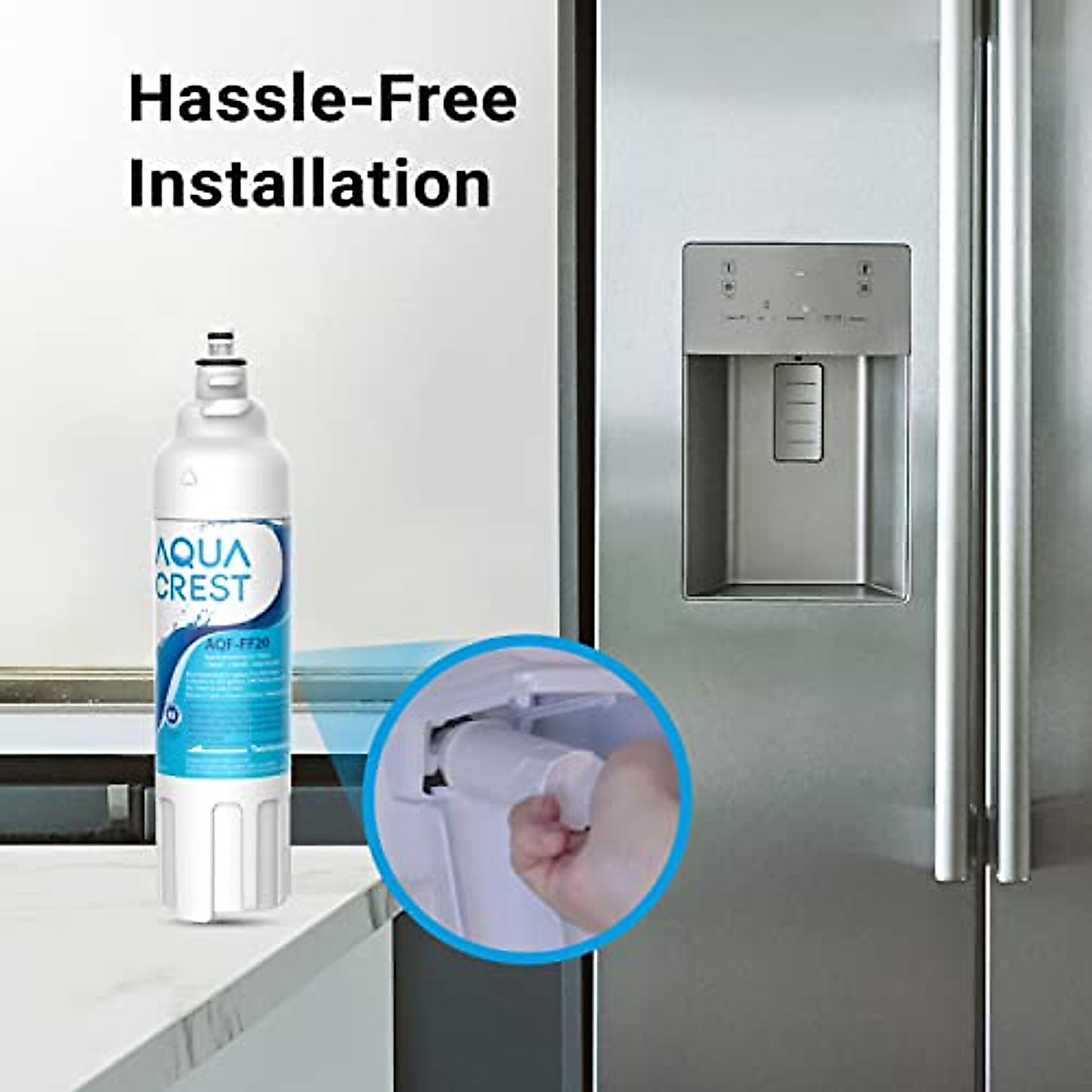 AQUA CREST ADQ73613401 Refrigerator Water Filter, Replacement for LG® LT800P®, ADQ73613402, ADQ73613408, ADQ75795104, 46-9490, LSXS26326S, LMXC23746S, LMXC23746D (Pack of 3)