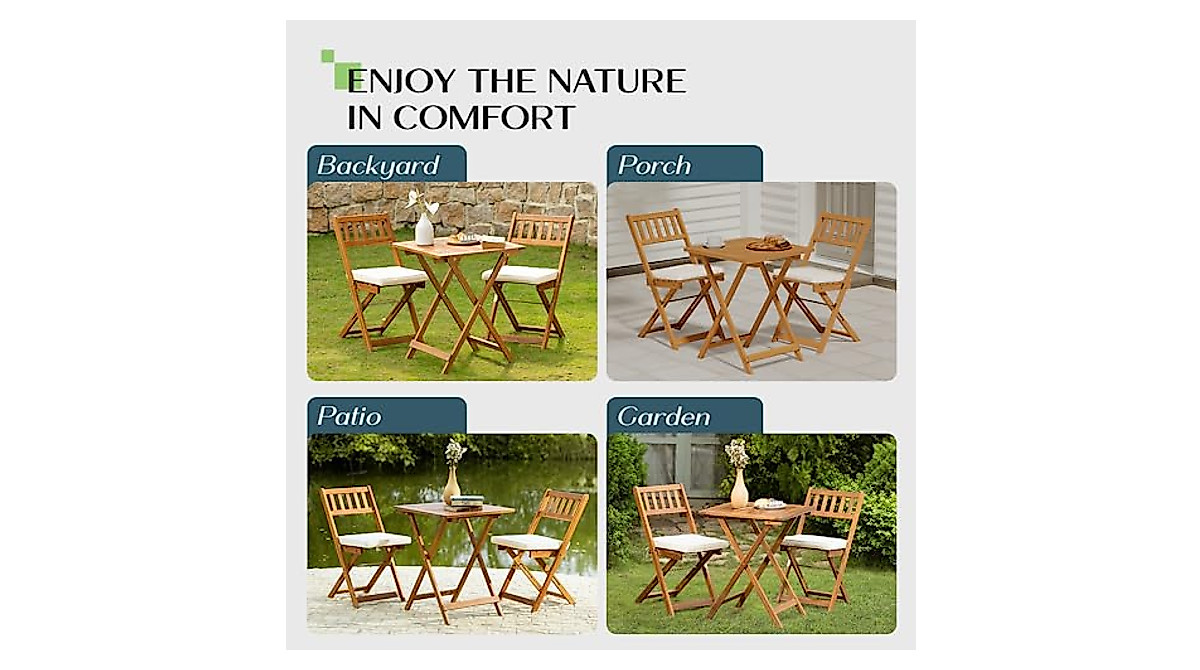 IDZO Heavy Duty Square Table Bistro Set - Outdoor 3 Piece Patio Set