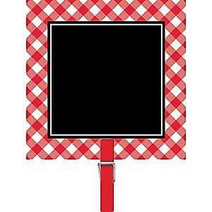 Amscan Picnic Party Chalkboard Clips - 3' x 3', Red Gingham, 8 Pcs